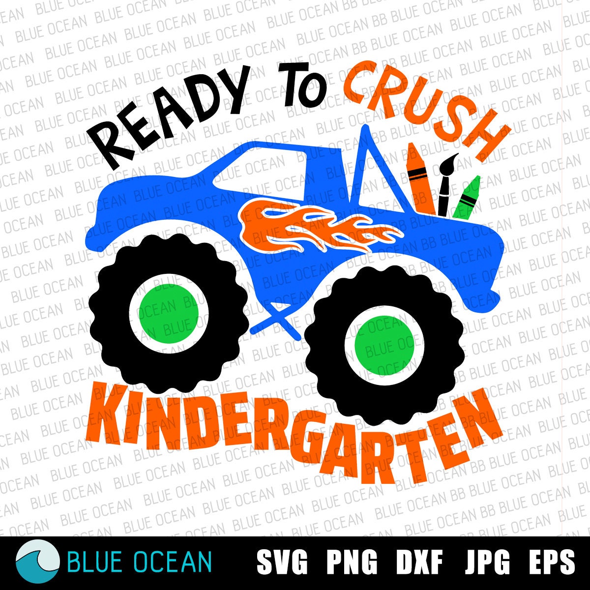 Ready to Crush Kindergarten Monster Truck SVG (digital Download) - Etsy