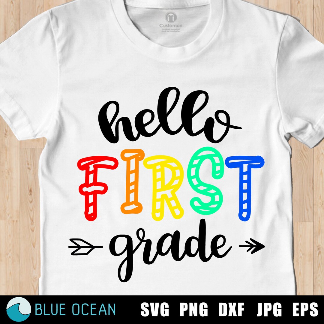 Hello First Grade SVG, Back to School SVG, First Day of School SVG, 1st ...