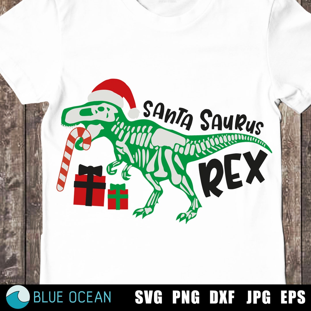 Santa Saurus Rex SVG, Dinosaur Christmas SVG, Christmas T-rex, SVG Cut ...