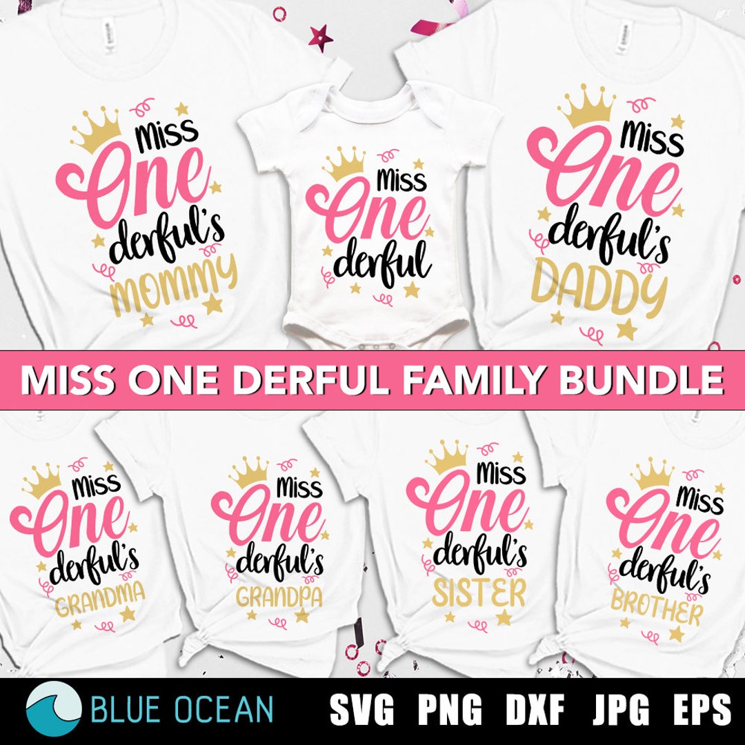 Miss One Derful SVG, Miss One Derful Family Bundle SVG, First Year Girl ...