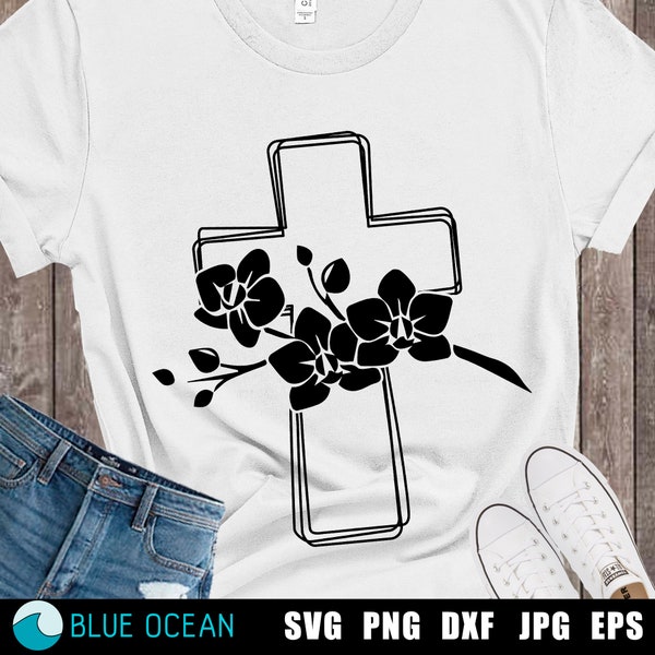 Cross With Flowers Svg - Etsy