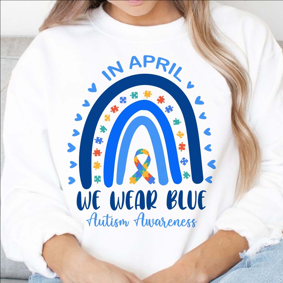 In April We Wear Blue SVG Autism Awareness SVG Blue Autism - Etsy