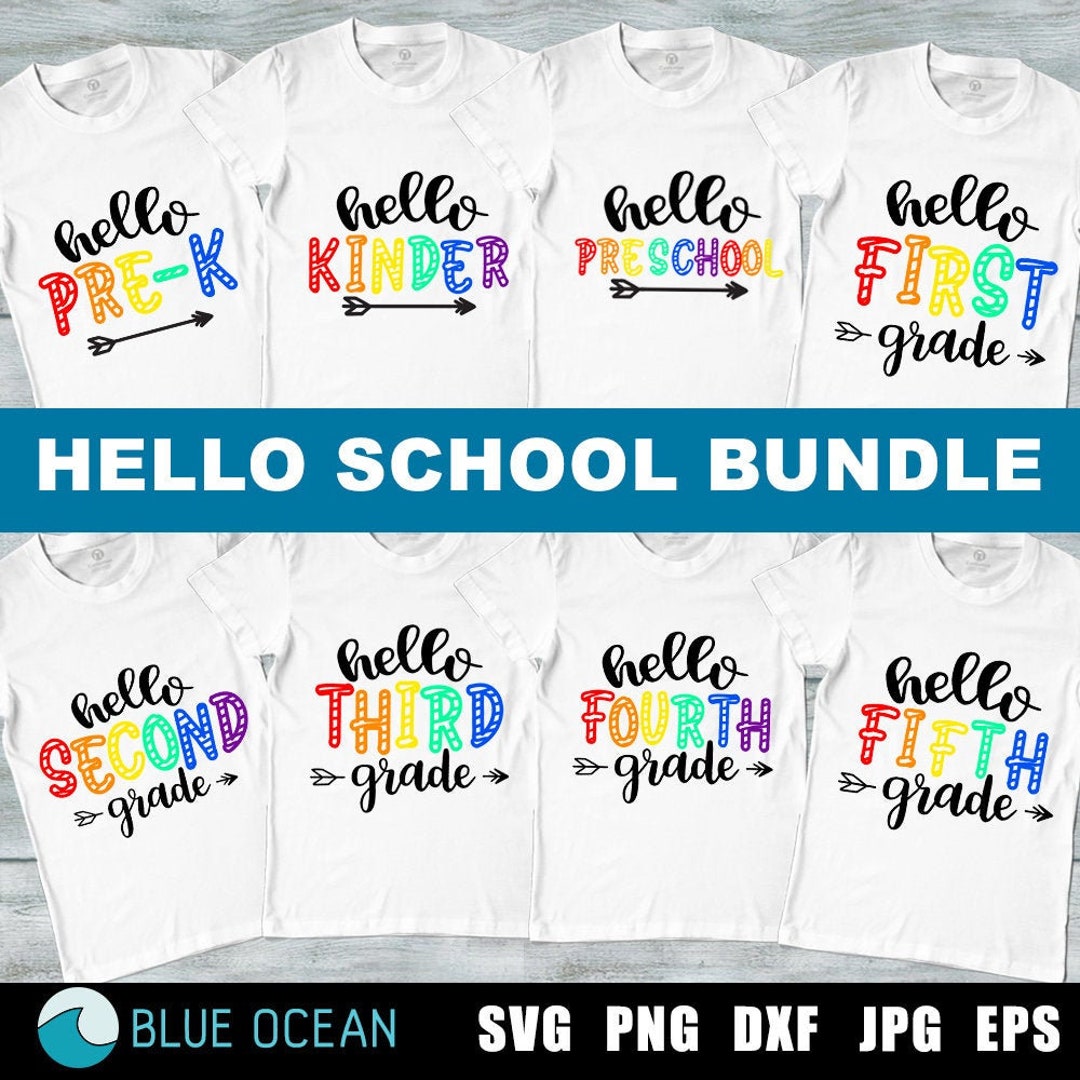 Hello School Bundle SVG, Back to School SVG, First Day of School SVG ...