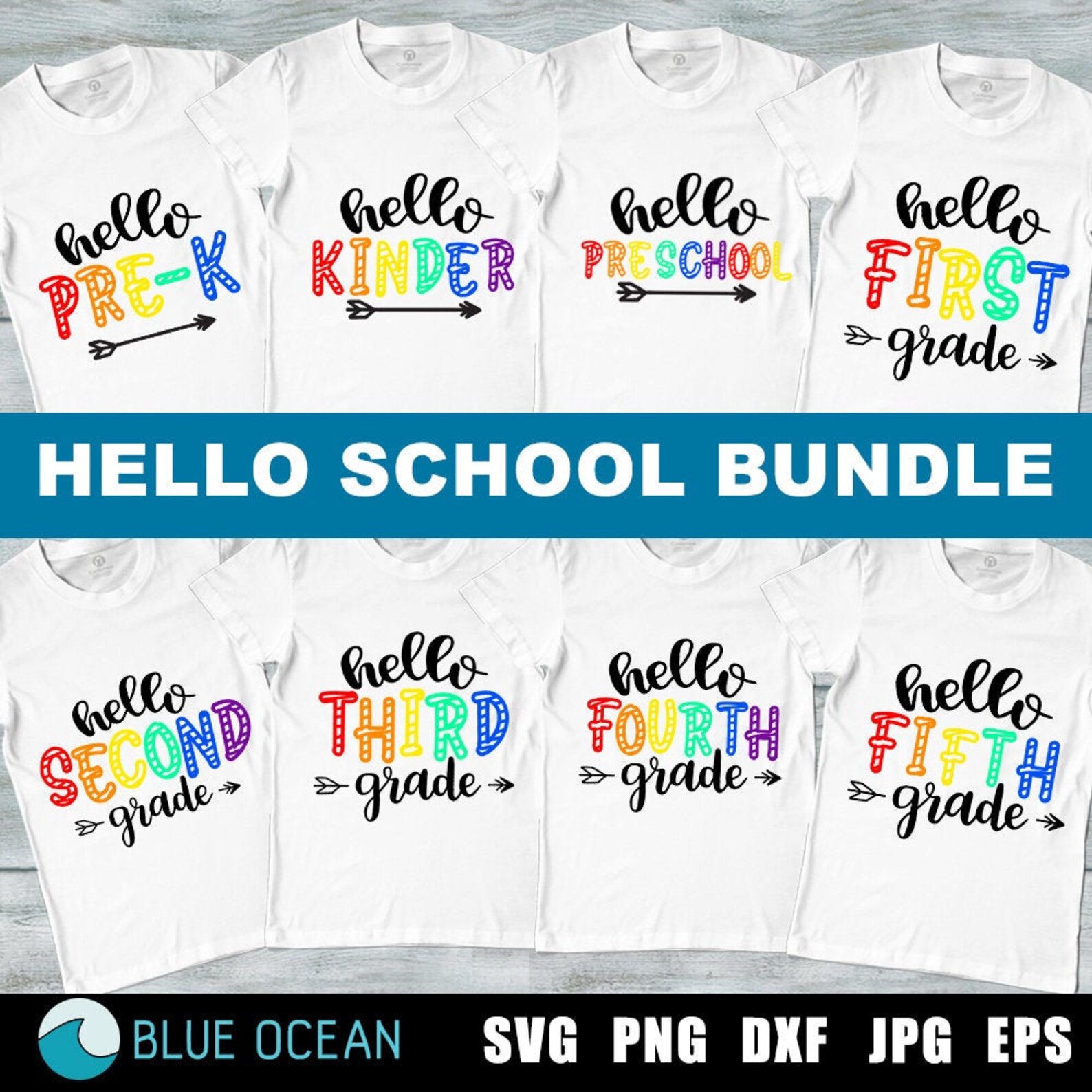 Hello School Bundle SVG Back to School SVG First Day of - Etsy