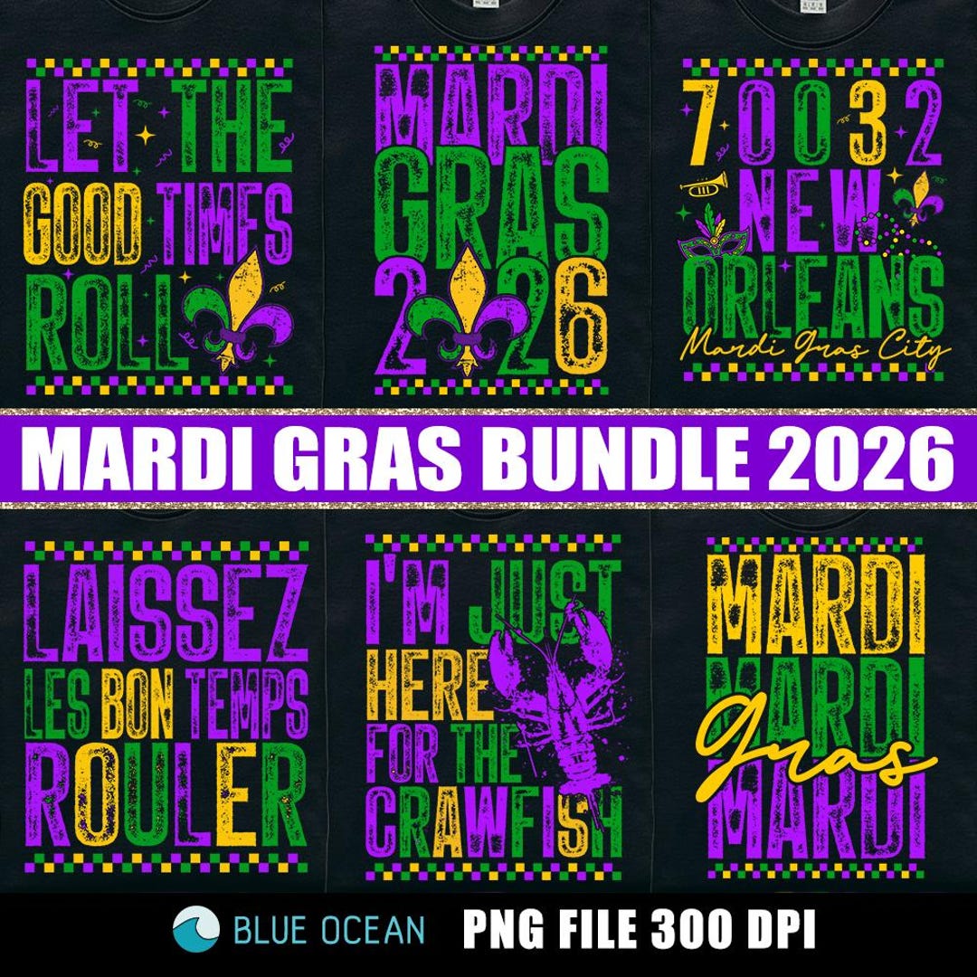Mardi Gras PNG Bundle: Checkered Distressed Let the Good Times Roll ...