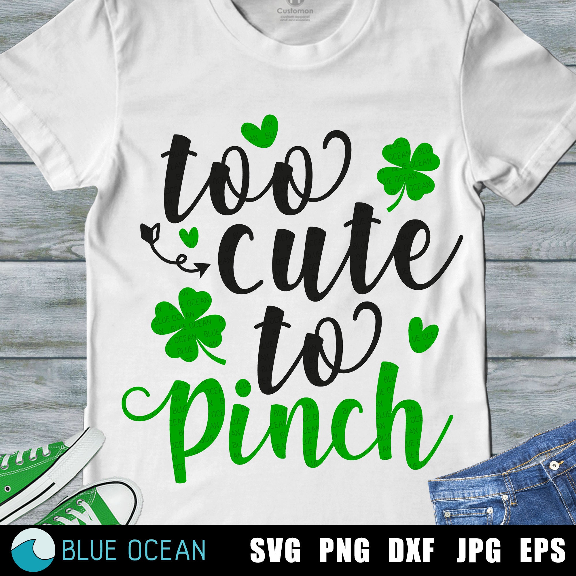 Too Cute to Pinch SVG St Patrick's Day SVG Shamrock SVG - Etsy