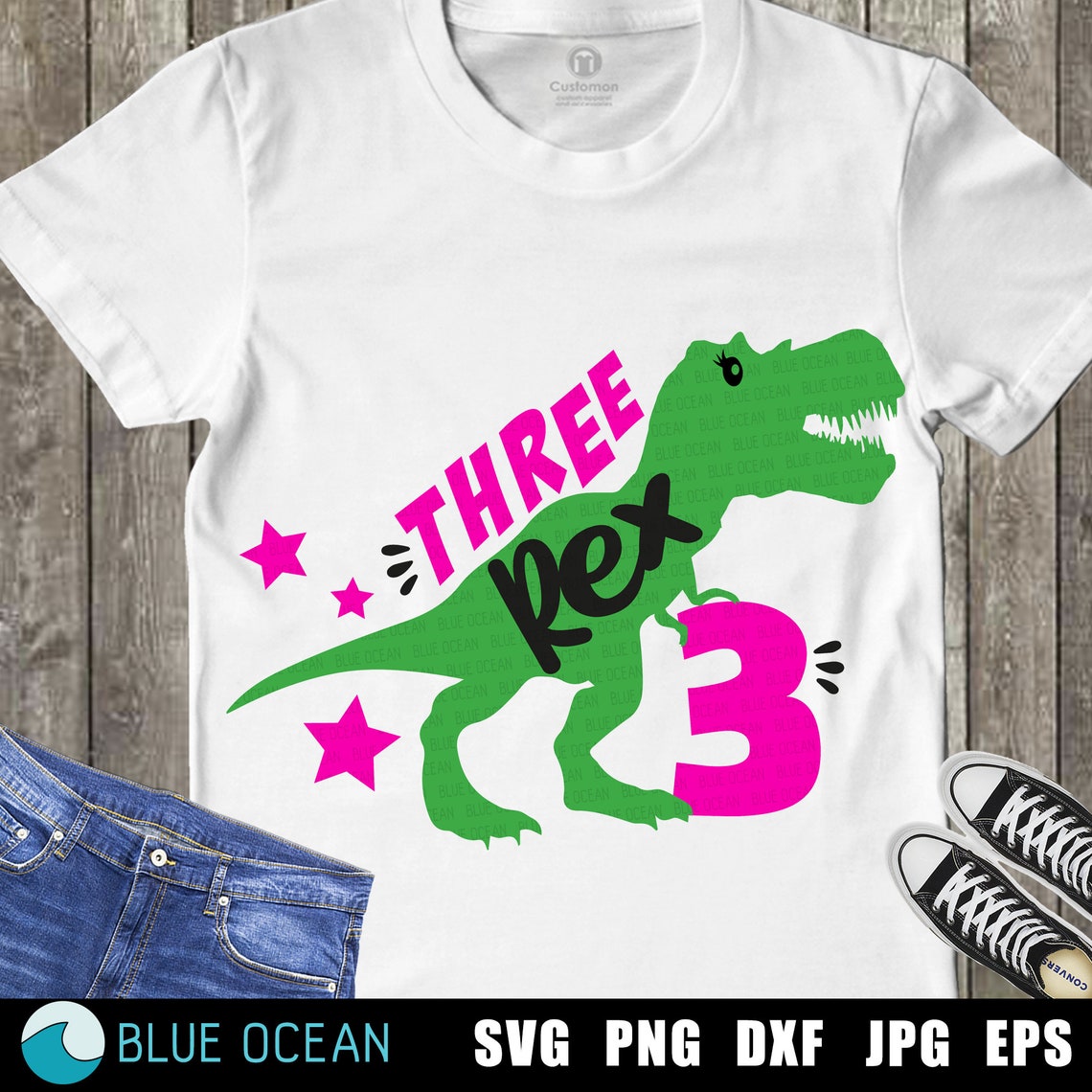 Three Rex SVG Three Rex Birthday Girl Svg Dinosaur Birthday | Etsy
