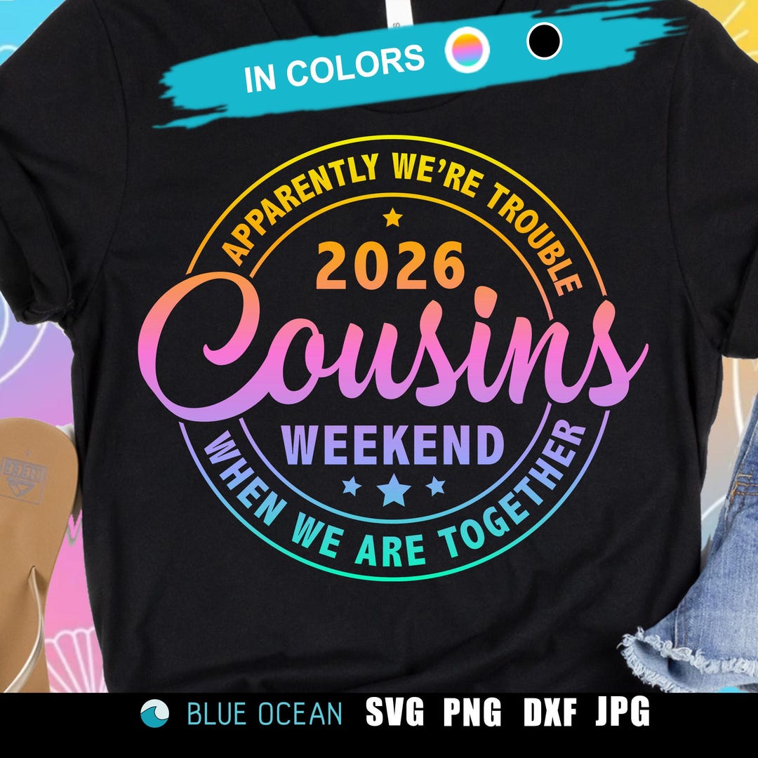 Cousins Weekend 2026 SVG: Retro Family Vacation Design for Trip Shirts ...