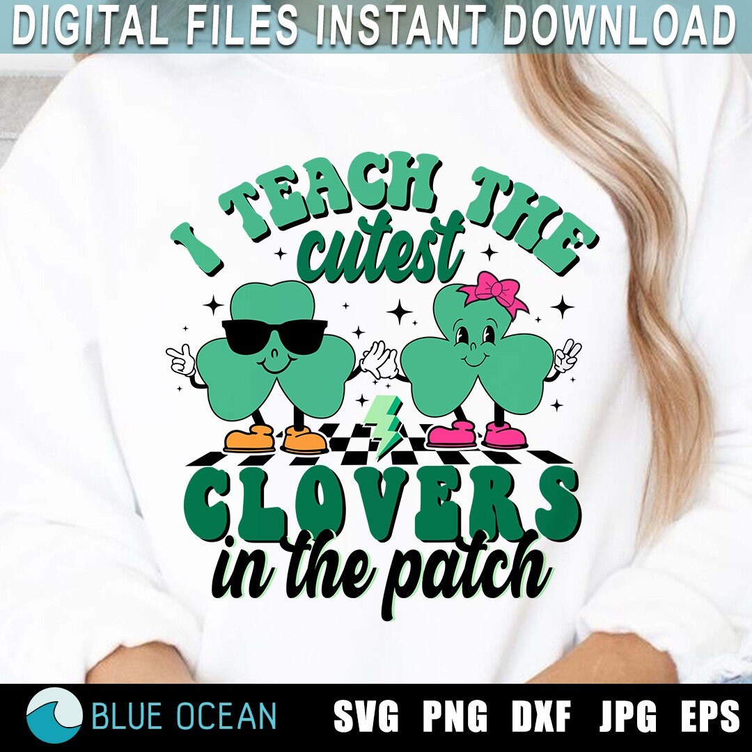 Retro St Patricks Day Teacher SVG: Cutest Clovers Design (digital ...