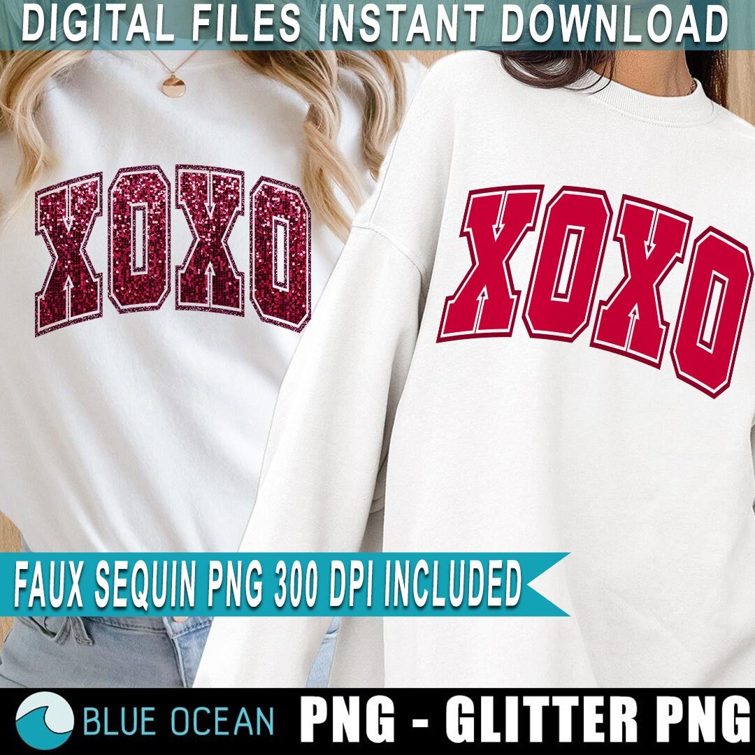 XOXO Faux Sequin PNG, XOXO Svg, Xoxo Sparkly Faux Sequins, Valentines ...