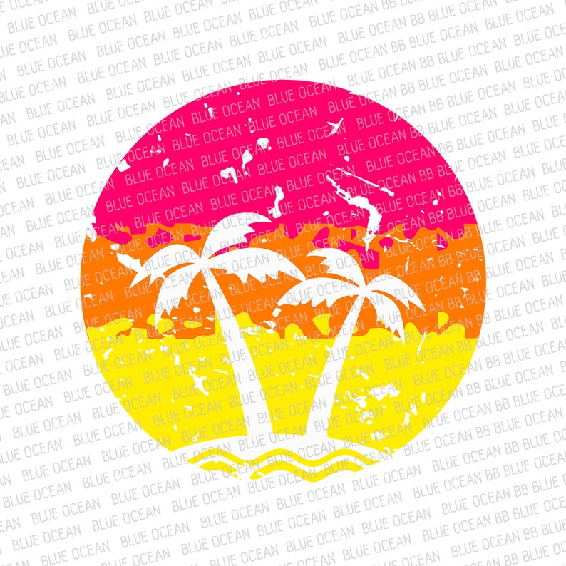 Sunset Island Distressed SVG Sunset Grunge SVG Beach Shirt - Etsy