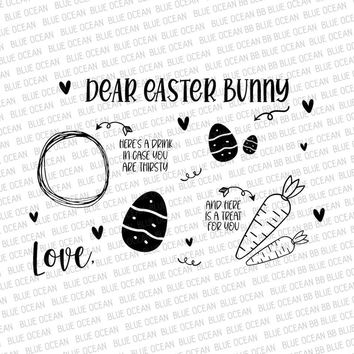 Dear Easter Bunny SVG Easter Bunny Tray SVG Carrots for - Etsy
