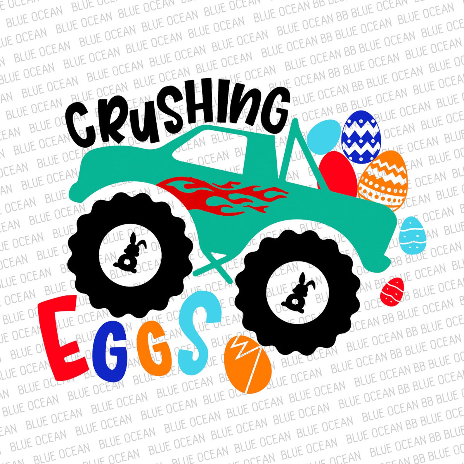 Crushing Eggs SVG Boy Easter SVG Easter Monster Truck | Etsy