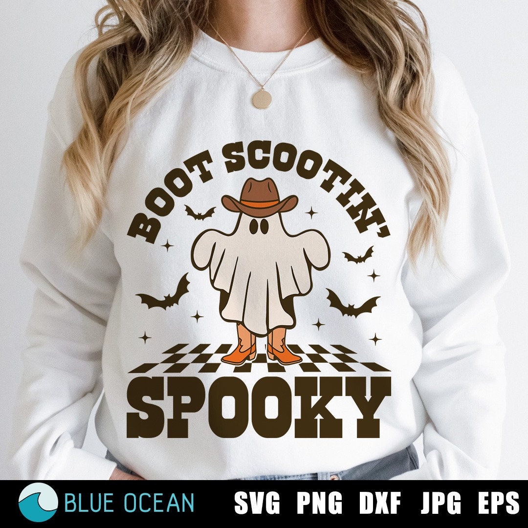 Boot Scoot Spooky SVG, Western Ghost Png, Retro Halloween Design ...