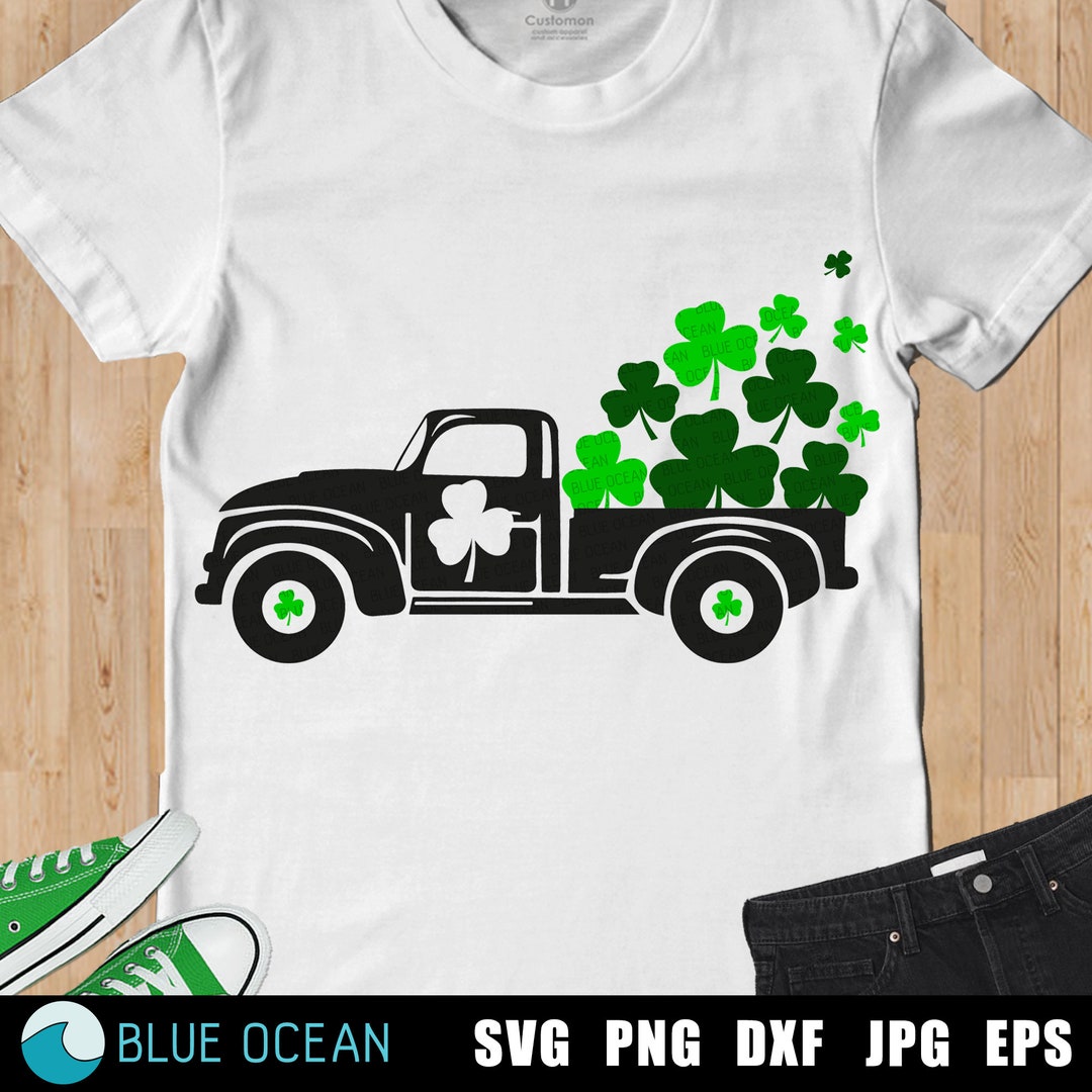 St Patricks Truck SVG, Lucky Clover Truck SVG, Vintage Old Truck, St ...