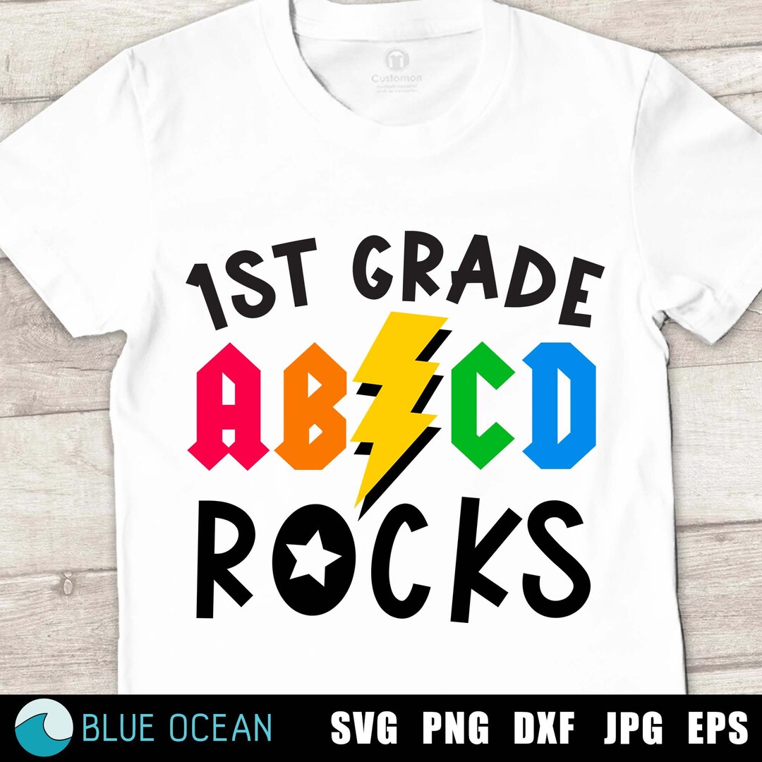 First Grade Rocks SVG: Back to School Shirt Design (digital Download ...