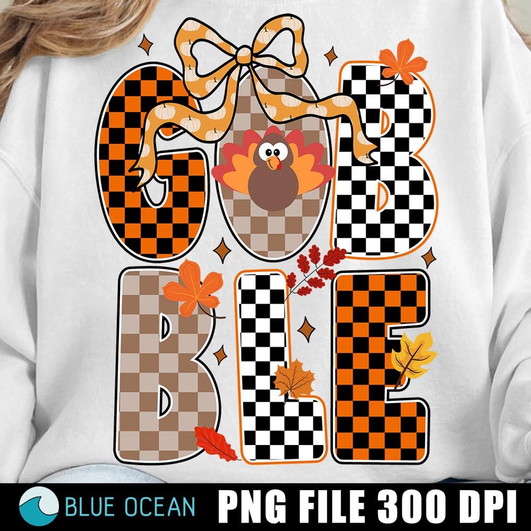Retro Checkered Thanksgiving PNG: Gobble Design (digital Download - Etsy