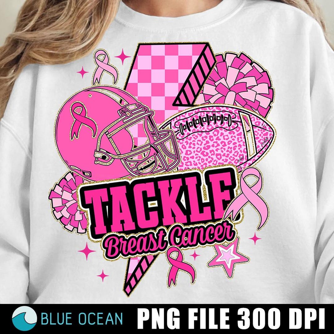 Preppy Tackle Breast Cancer PNG: Breast Cancer Football PNG (digital ...