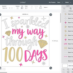 I Sparkled My Way Trough 100 Days SVG, 100 Days of School SVG, 100 Days ...