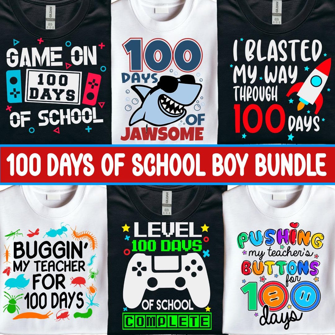 100 Days of School Bundle SVG PNG, Level 100 Days Complete, Game on 100 ...