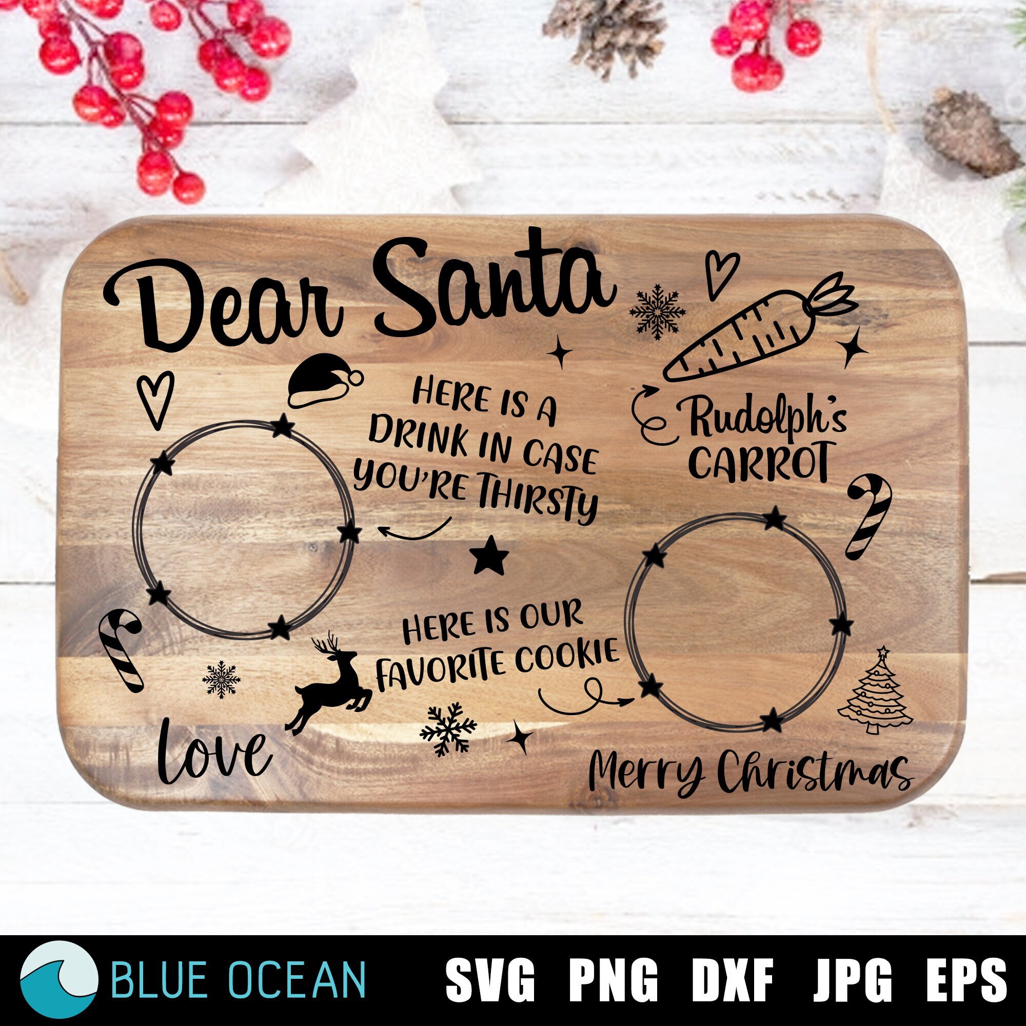 Dear Santa Tray Svg Cookies for Santa Svg Santa Cookie Tray | Etsy