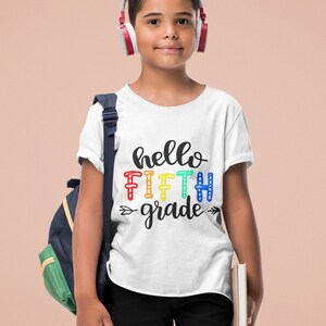 Hello Fifth Grade SVG, 5th Grade Shirt SVG, Back to School SVG, First ...