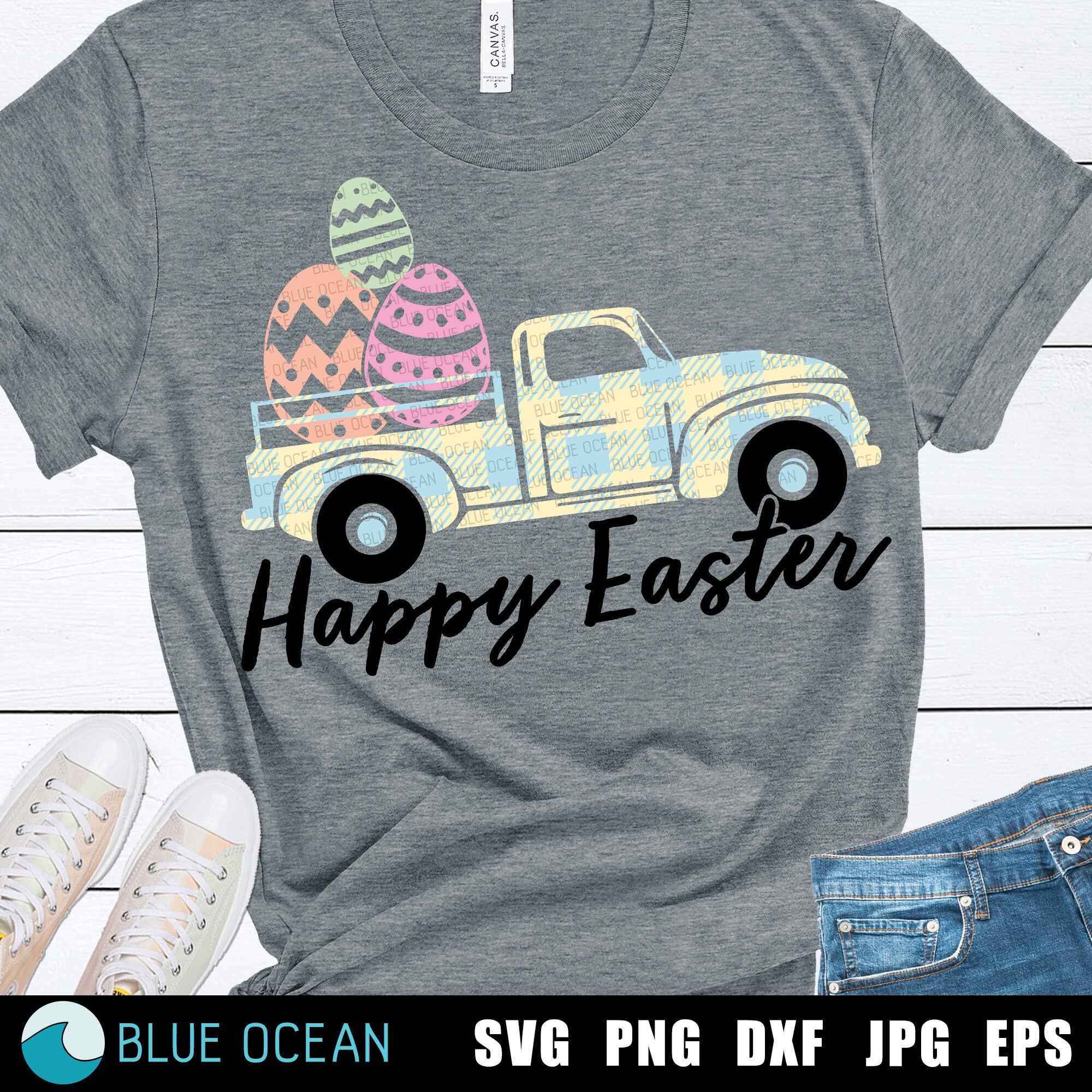 Easter truck SVG Buffalo Plaid vintage truck Happy Easter | Etsy