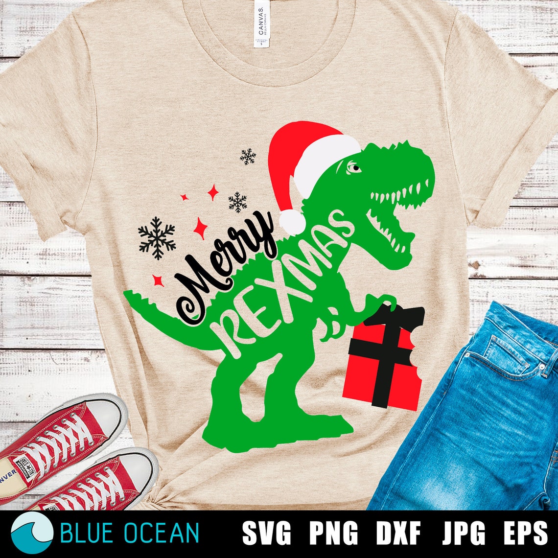 Merry Rexmas SVG, T-rex Christmas SVG, Dinosaur Christmas SVG, Digital ...