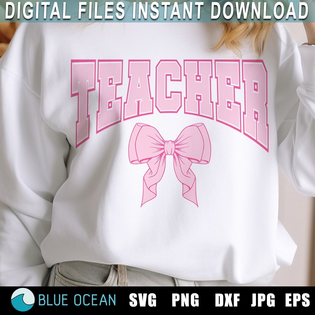 Coquette Teacher PNG: Pink Bow SVG, Cricut Silhouette (digital Download ...
