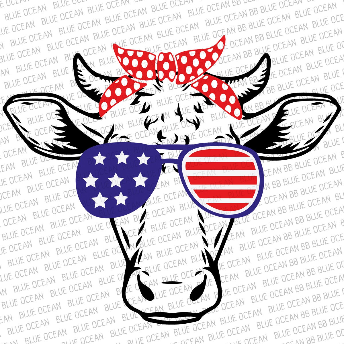 4th of July Cow SVG Cow With American Flag Sunglasses - Etsy
