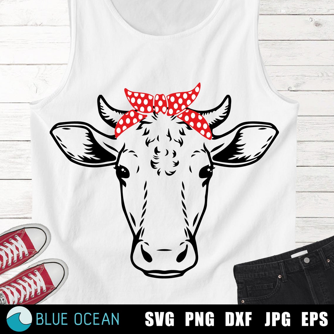 Cow With Bandana SVG Cow SVG Red Bandana SVG Files for | Etsy