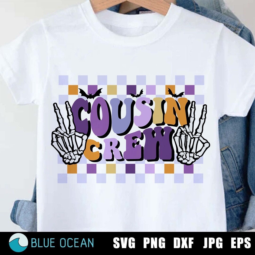 Retro Halloween Cousin Crew SVG PNG: Kids Shirt Design (digital ...