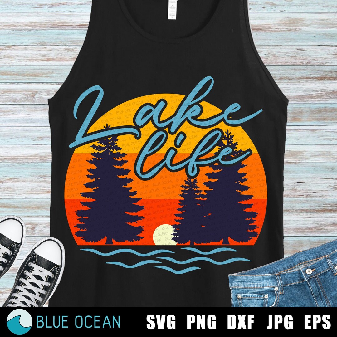 Lake Life SVG: Sunset Pine Tree Cut Files (digital Download) - Etsy