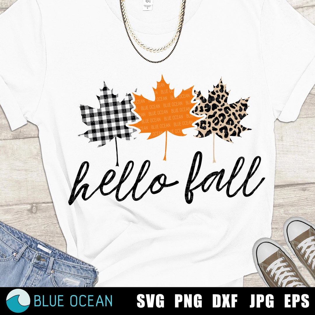 Hello Fall SVG, Fall SVG, Fall Leaves Svg, Leopard Leaves Svg - Etsy
