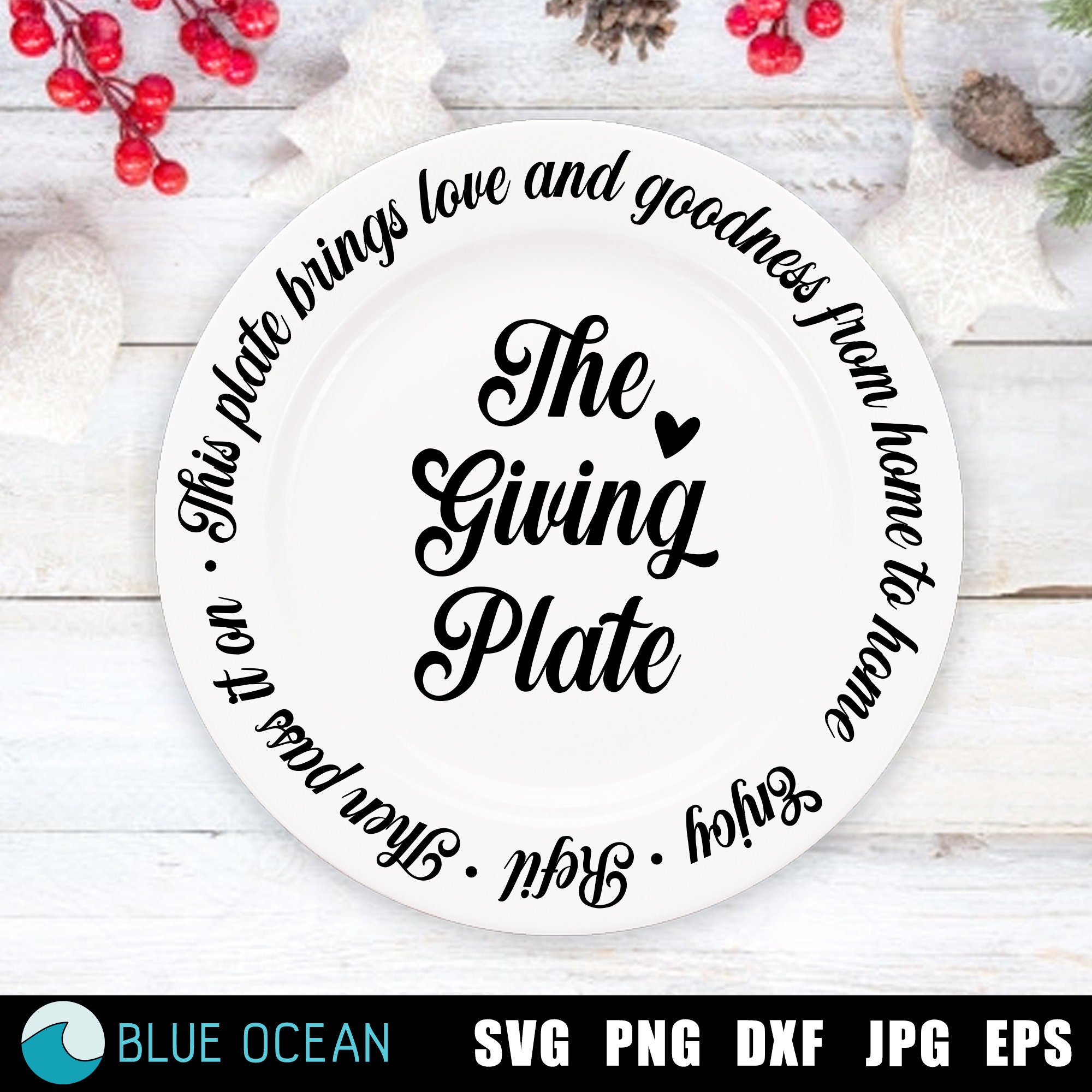 Giving Plate Svg Cookie Plate Svg Christmas SVG Sharing | Etsy