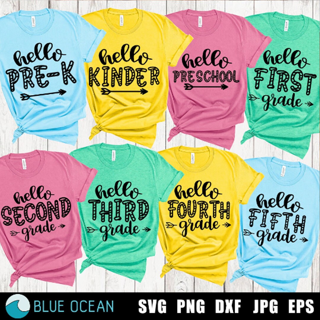 Hello Grades Bundle SVG, Hello School Bundle SVG, First Day of School ...