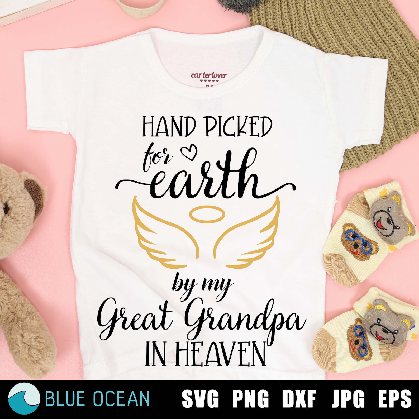 Hand Picked for Earth by My Great Grandpa in Heaven SVG, Newborn SVG ...