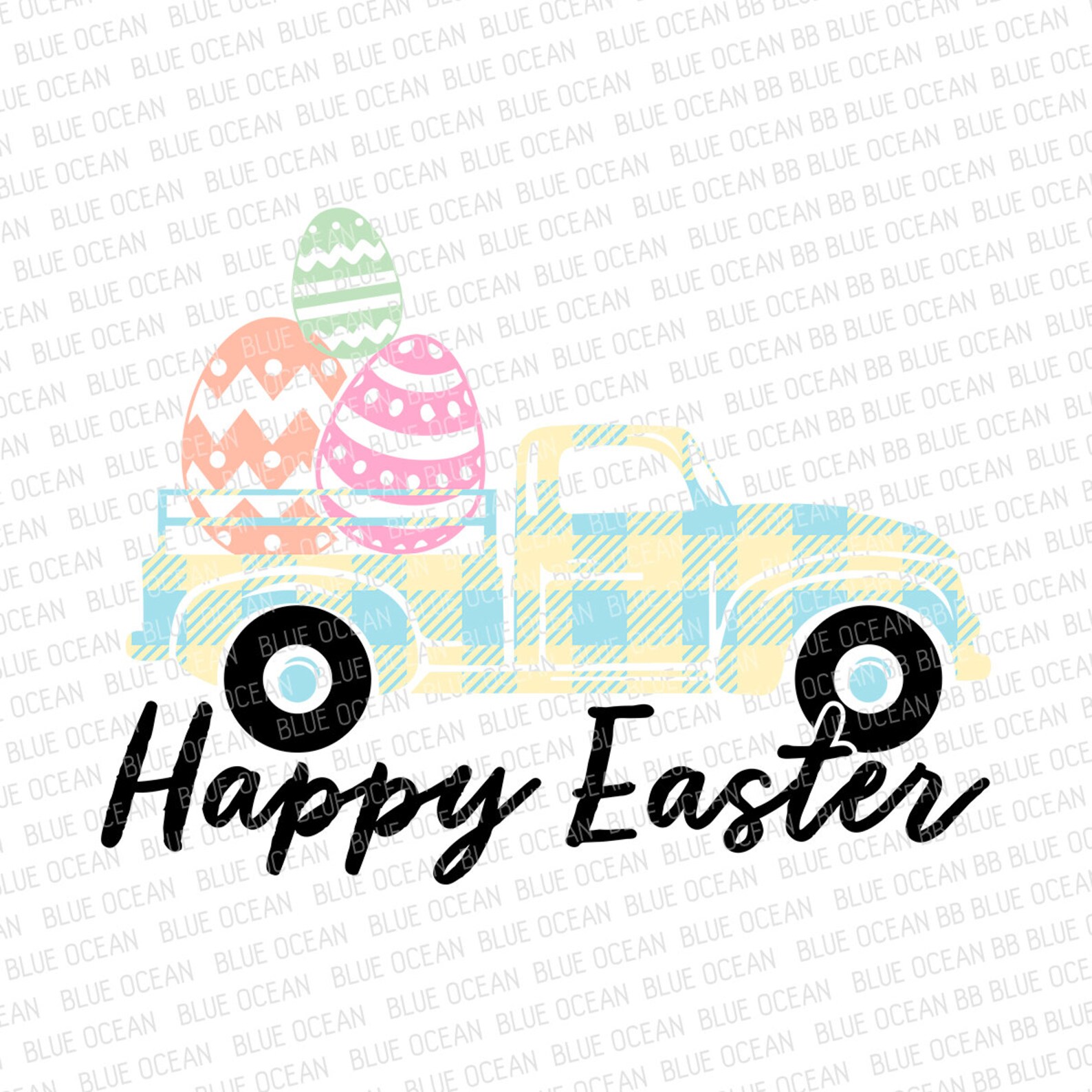 Easter truck SVG Buffalo Plaid vintage truck Happy Easter | Etsy