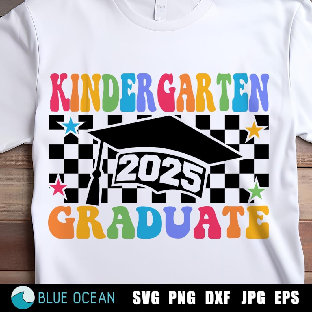 Kindergarten Graduate 2025 SVG: Checkered Graduation Shirt (digital ...