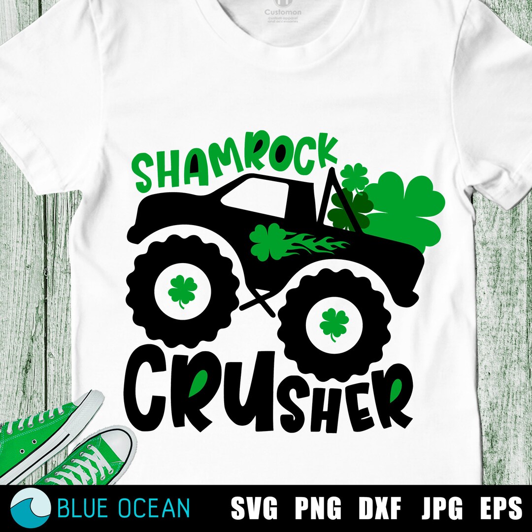 Shamrock Crusher SVG, Boys St Patrick Day SVG, Shamrock Monster Truck ...