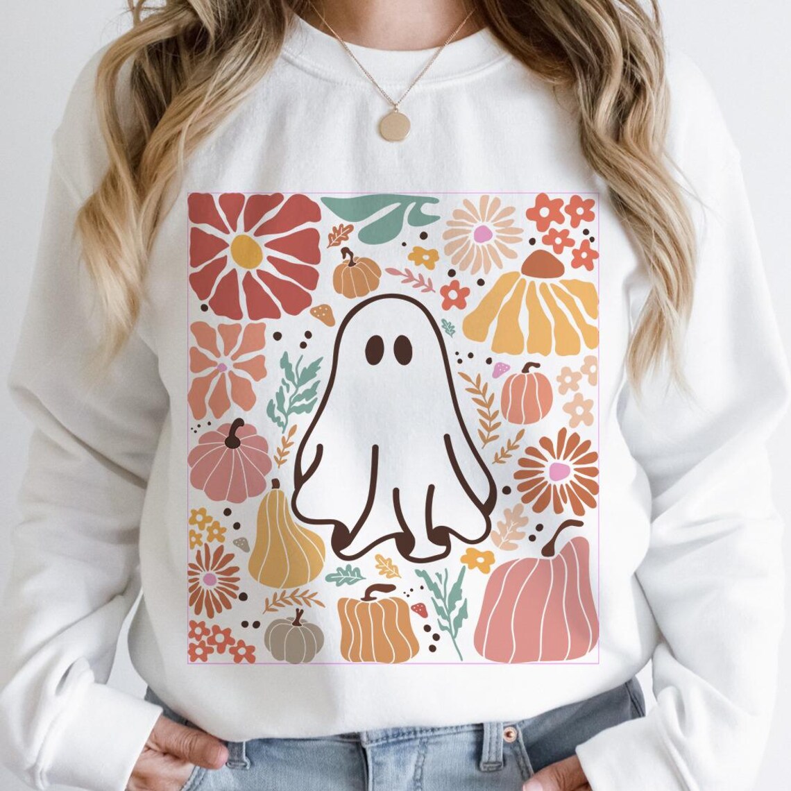 Boho Halloween Ghost PNG: Floral Fall Design (digital Download) - Etsy