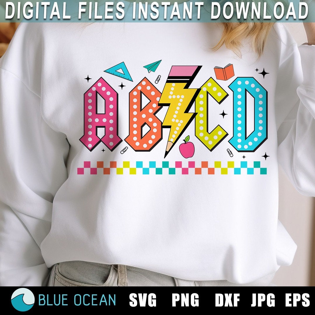 Retro ABCD Teacher PNG: Back to School SVG (digital Download) - Etsy