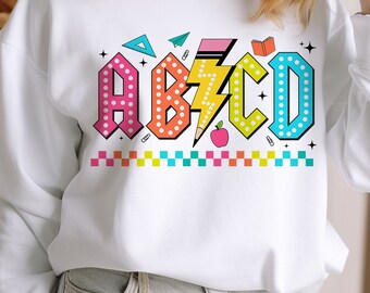 ABCD Teacher Png, Back to School Png, Retro Teacher Png, Kindergarten ...