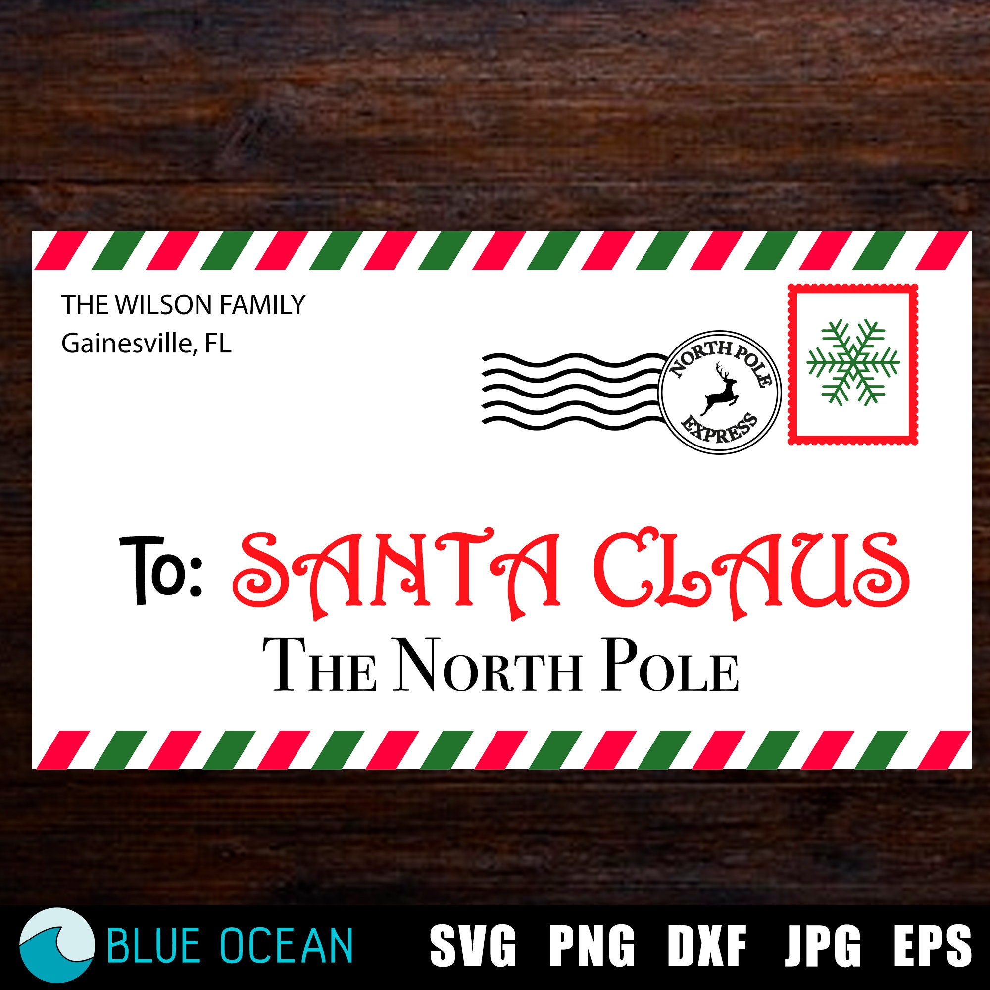Santa Letter SVG, North Pole Envelope, Christmas Postcard (digital ...