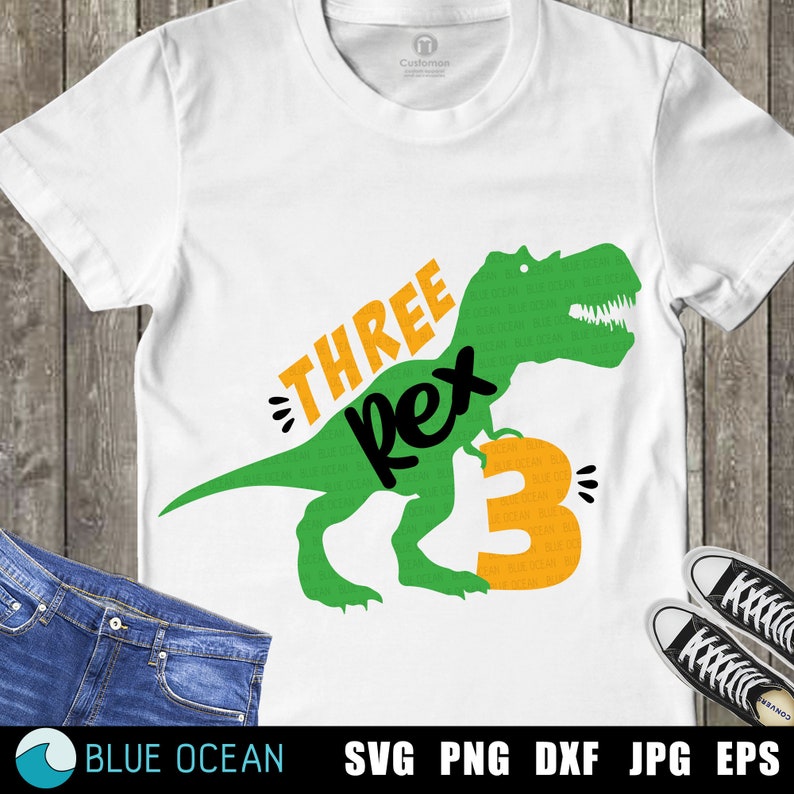 Three Rex SVG 3rd Birthday SVG Dinosaur Birthday SVG T-Rex | Etsy