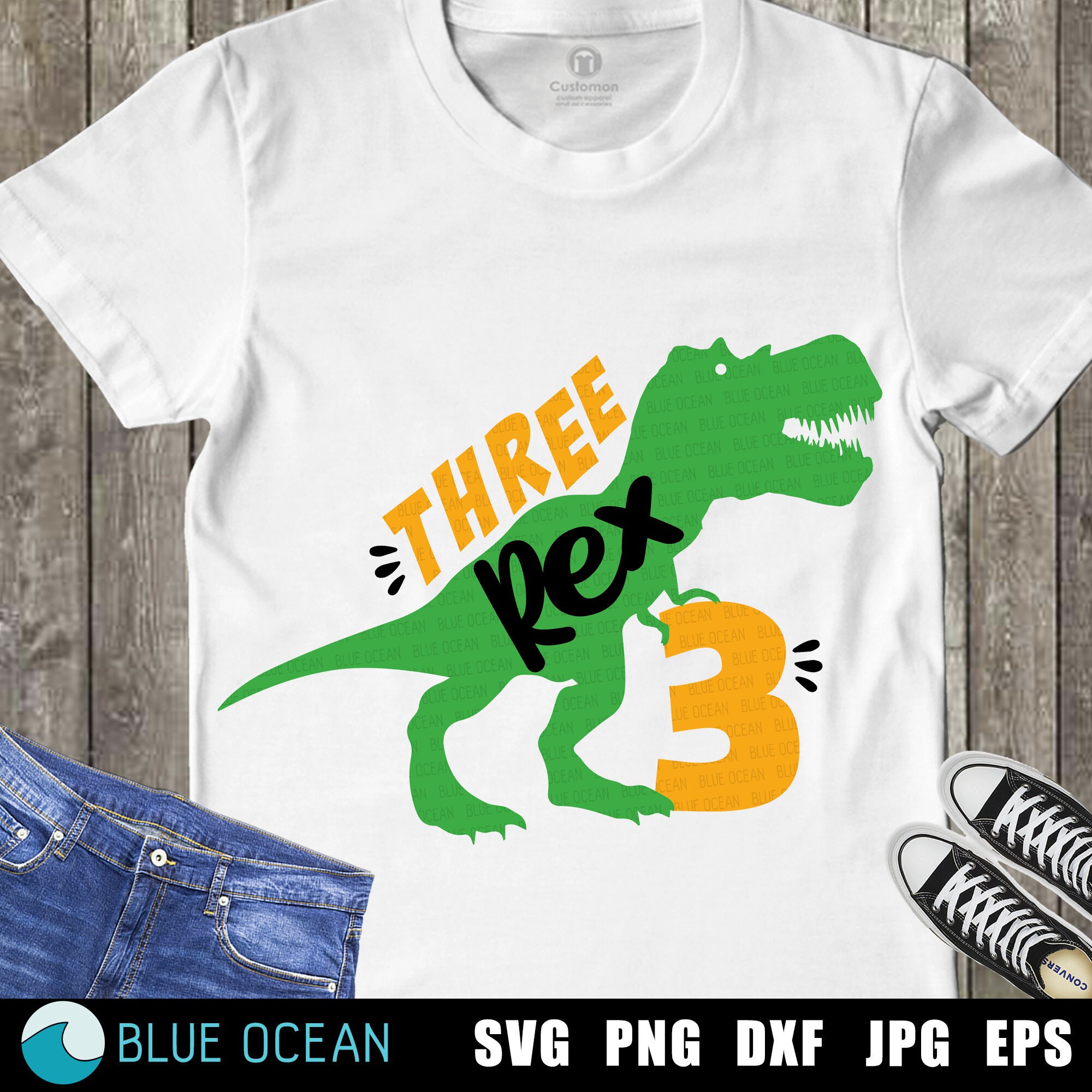 Three Rex SVG 3rd Birthday SVG Dinosaur Birthday SVG T-Rex | Etsy