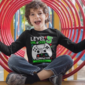 Level 5 Unlocked Birthday Svg, 5th Birthday Boy Gamer Svg, Gamer ...