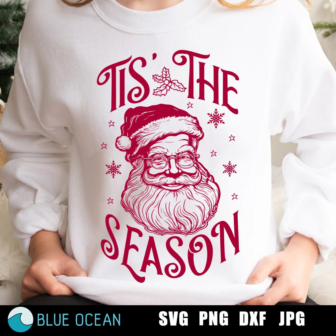 Tis the Season SVG, Santa Tis the Season SVG, Retro Christmas SVG ...