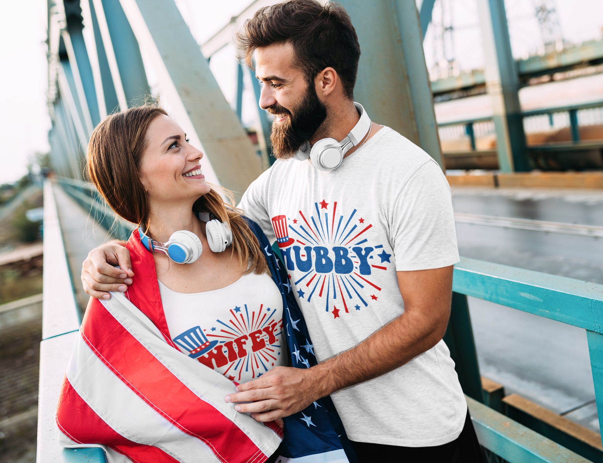 4th of July Couples SVG, Patriotic Wifey Hubby Design (digital Download ...