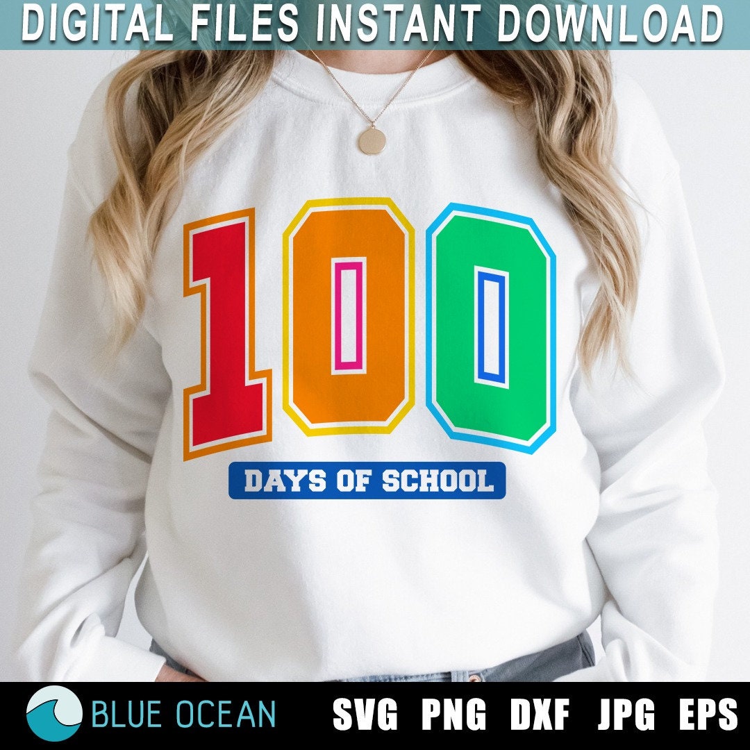 100 Days SVG, 100 Days of School PNG, Retro 100 Days of School, 100 ...